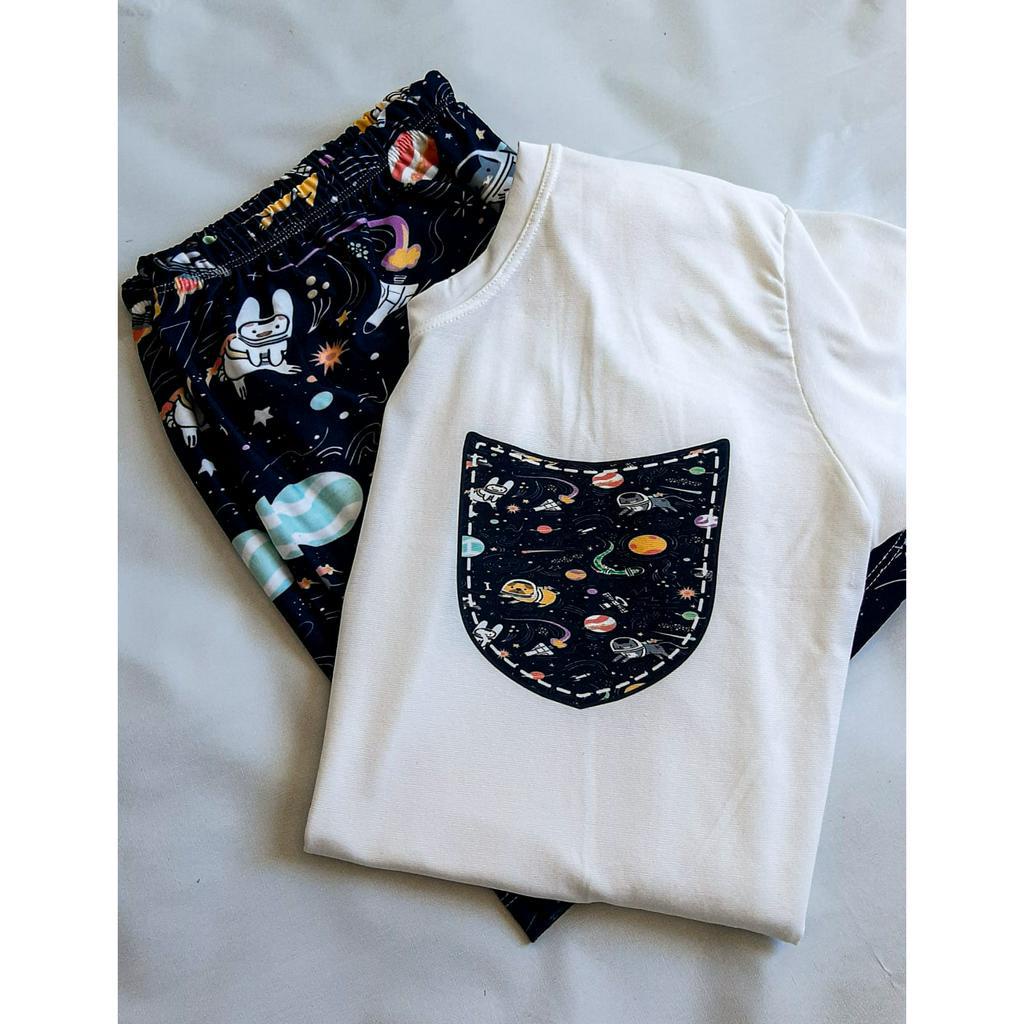 Pijama Feminino Baby Doll Planeta | Shopee Brasil