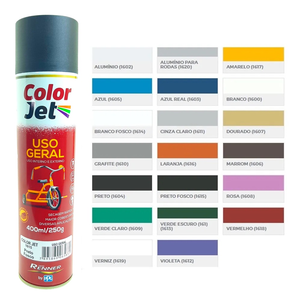 Tinta Spray Color Jet Uso Geral Renner 400ml Profissional | Shopee Brasil