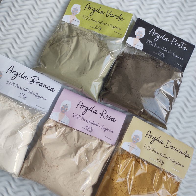 Skin Care Argila Várias Cores para Cuidados com o Rosto 100g de cada ...