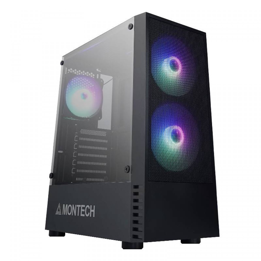 Gabinete Gamer Montech X2 MESH, Mid Tower, Vidro Temperado, Black, ATX, Sem Fonte, Com 3 Fans ...