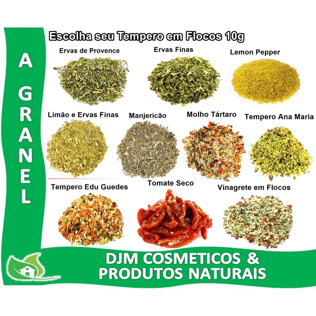 Escolha seu Tempero em Flocos 10g: Ervas Provence / Finas / Lemon ...