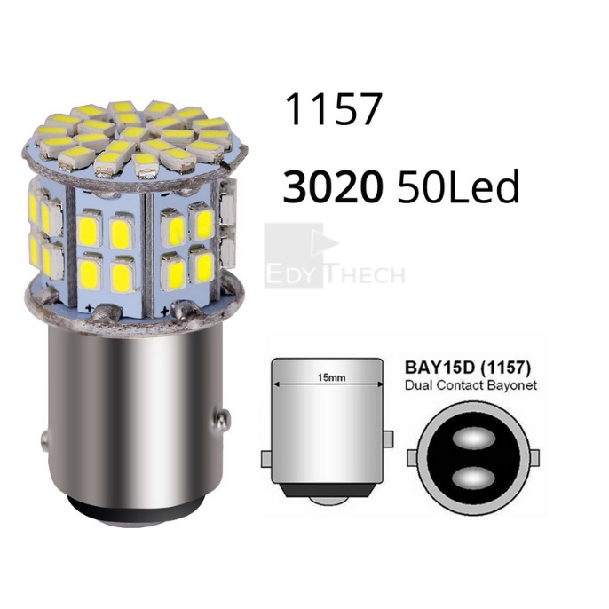 DUAS Lâmpadas Led de Luz de Freio, COM 50 LEDS Bay15d 2 Polo 1157 12v ...