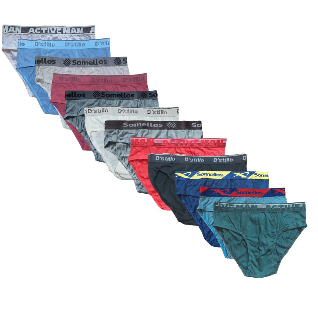 Kit 12 Cuecas Tradicional Slip Adulto Masculina 100% Algodão Elastico Exposto Premium Man ...