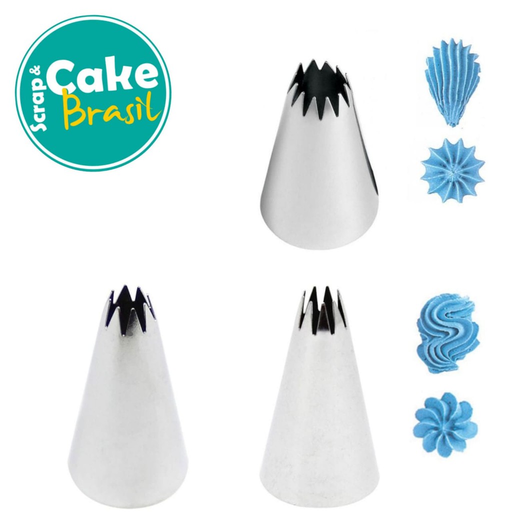 bicos cake brasil 21,22,32 aco inox pronta entrega | Shopee Brasil
