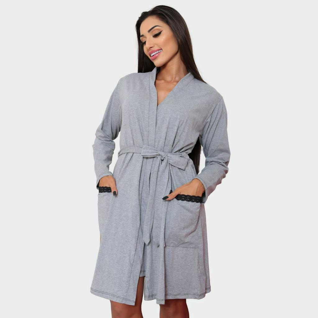 Robe Feminino de Algodão com Manga Longa Para Inverno | Shopee Brasil