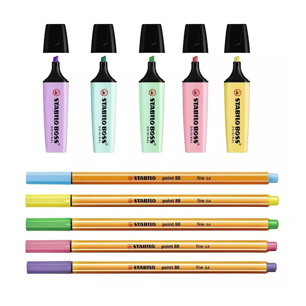 Kit Stabilo Marcador Boss Stabilo 5 Cores E Point 88 5 Cores | Shopee ...