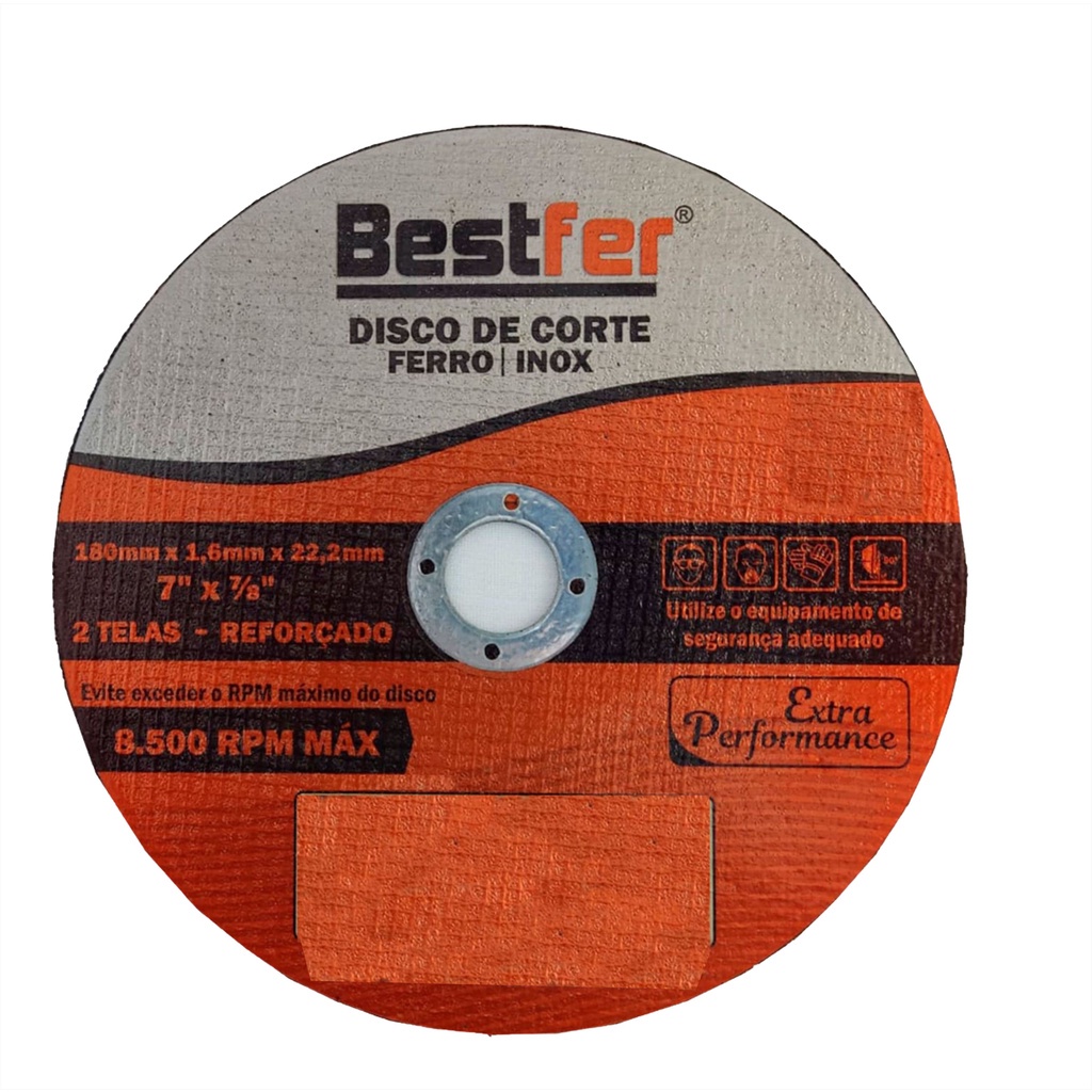 Disco De Corte Ferro/Inox Bestfer 8.500 Rpm 7x7/8"" 180m ** | Shopee Brasil