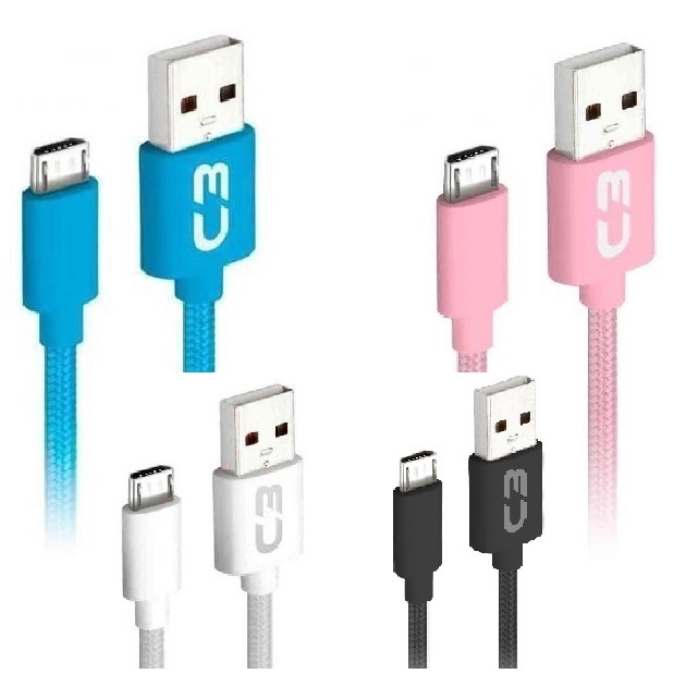 Cabo USB Micro UBS V8 1m Azul Rosa Branco Preto CB-M11 C3Plus | Shopee ...