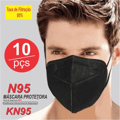 Máscara Respiratoria Proteção Pff2 Kn95 Preto Embalagem Individual ...
