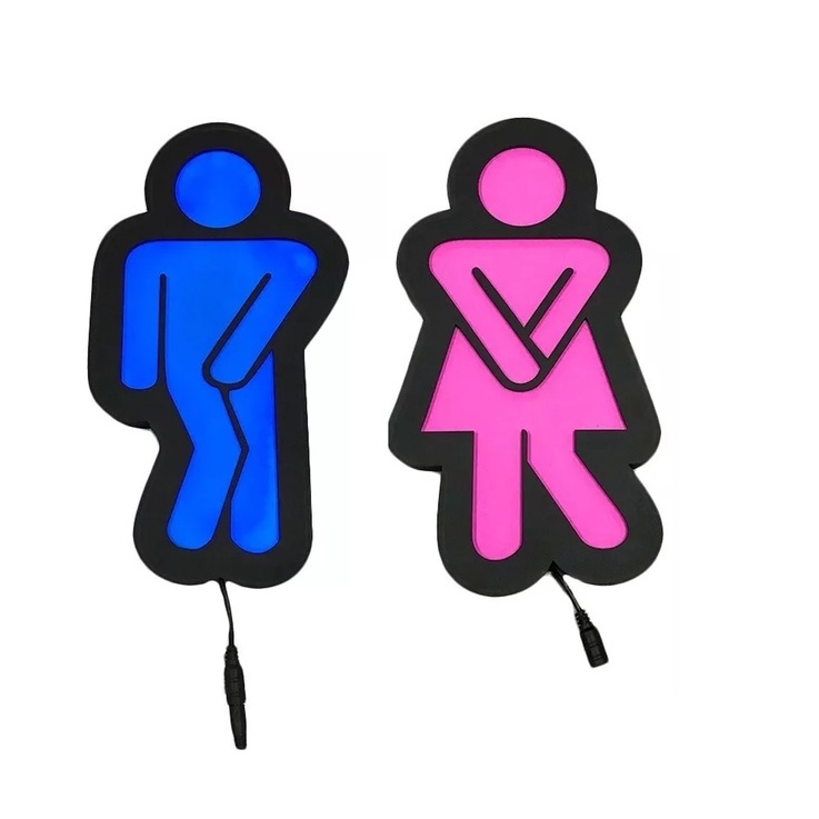 Luminoso | Placa Letreiro em led Banheiro WC Masculino AZUL e Feminino ...