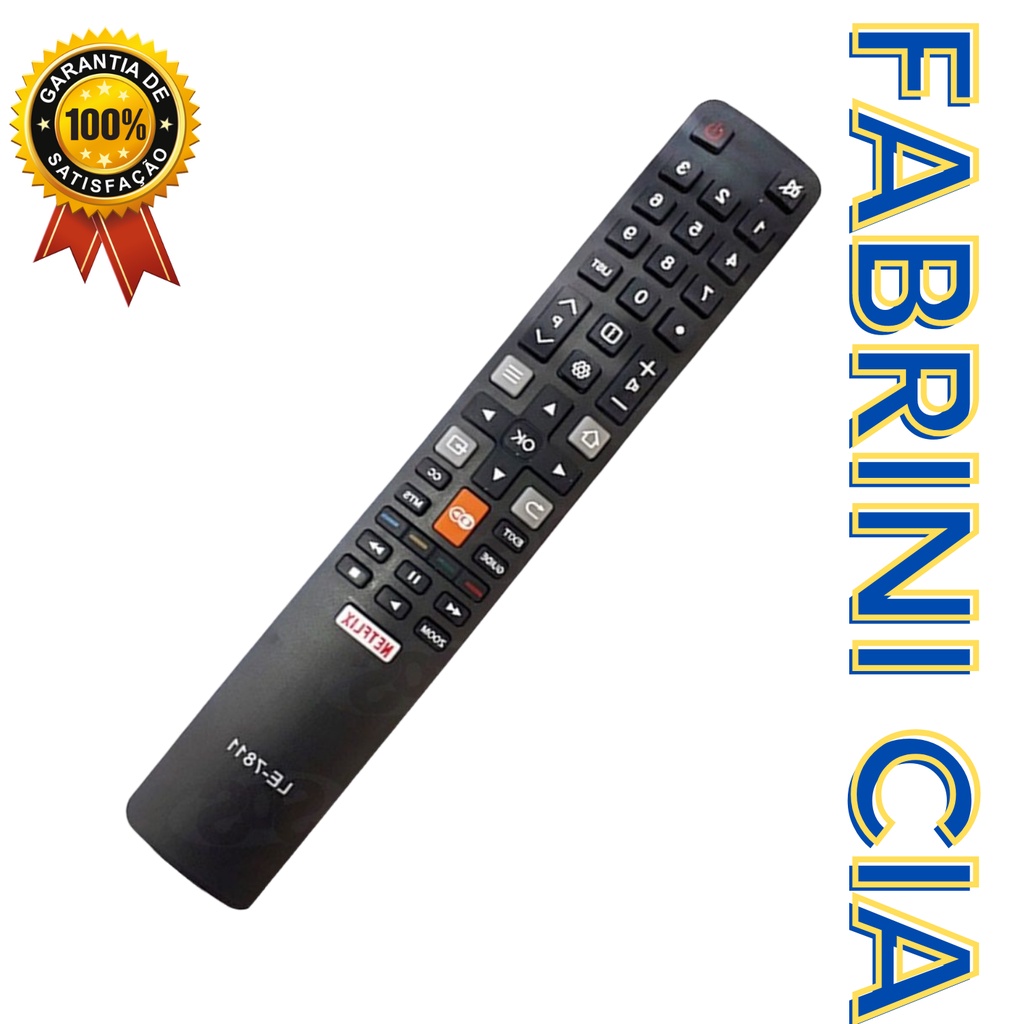 Controle Remoto Tv Tcl Smart 7811 Netflix Globo play | Shopee Brasil
