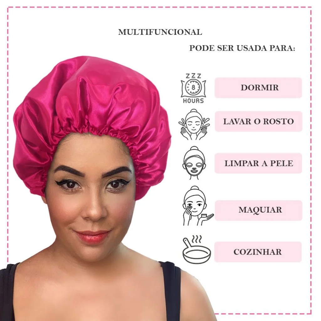 Touca/Toca de Cetim Anti-Frizz para Dormir para cabelos crespos ...