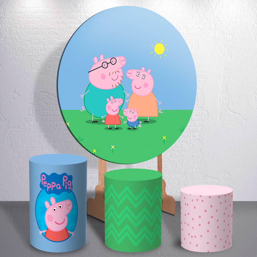 Kit Painel Redondo Peppa Pig + Trio Capa de Cilindro 3d Sublimado ...