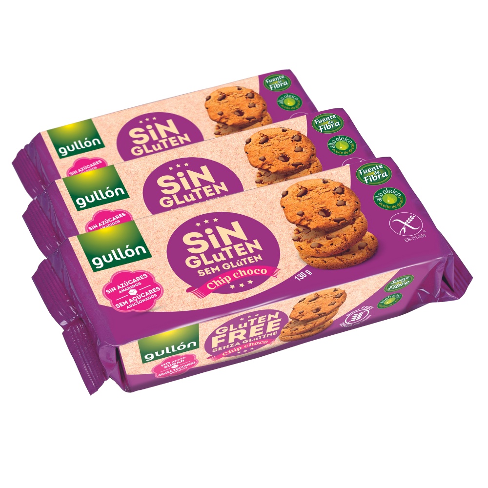 Biscoito Gullon Sem Gluten Cookie Chip Choco 3 Pacotes 130g | Shopee Brasil