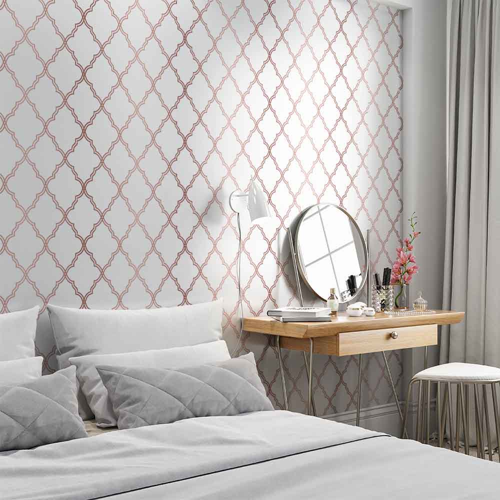Papel De Parede Adesivo Rose Gold Helena | Shopee Brasil