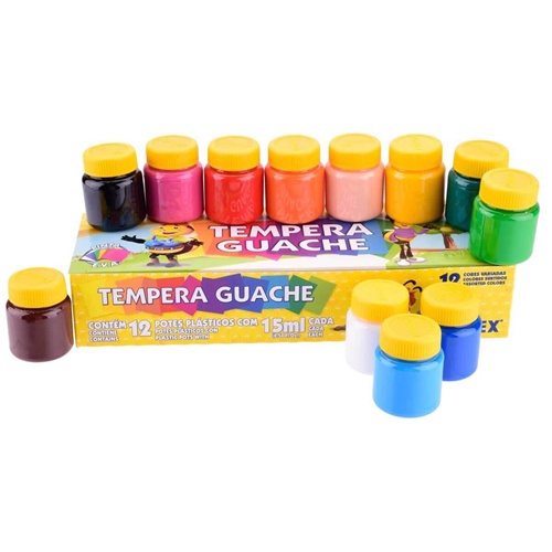 Tempera Guache - 12 cores | Shopee Brasil