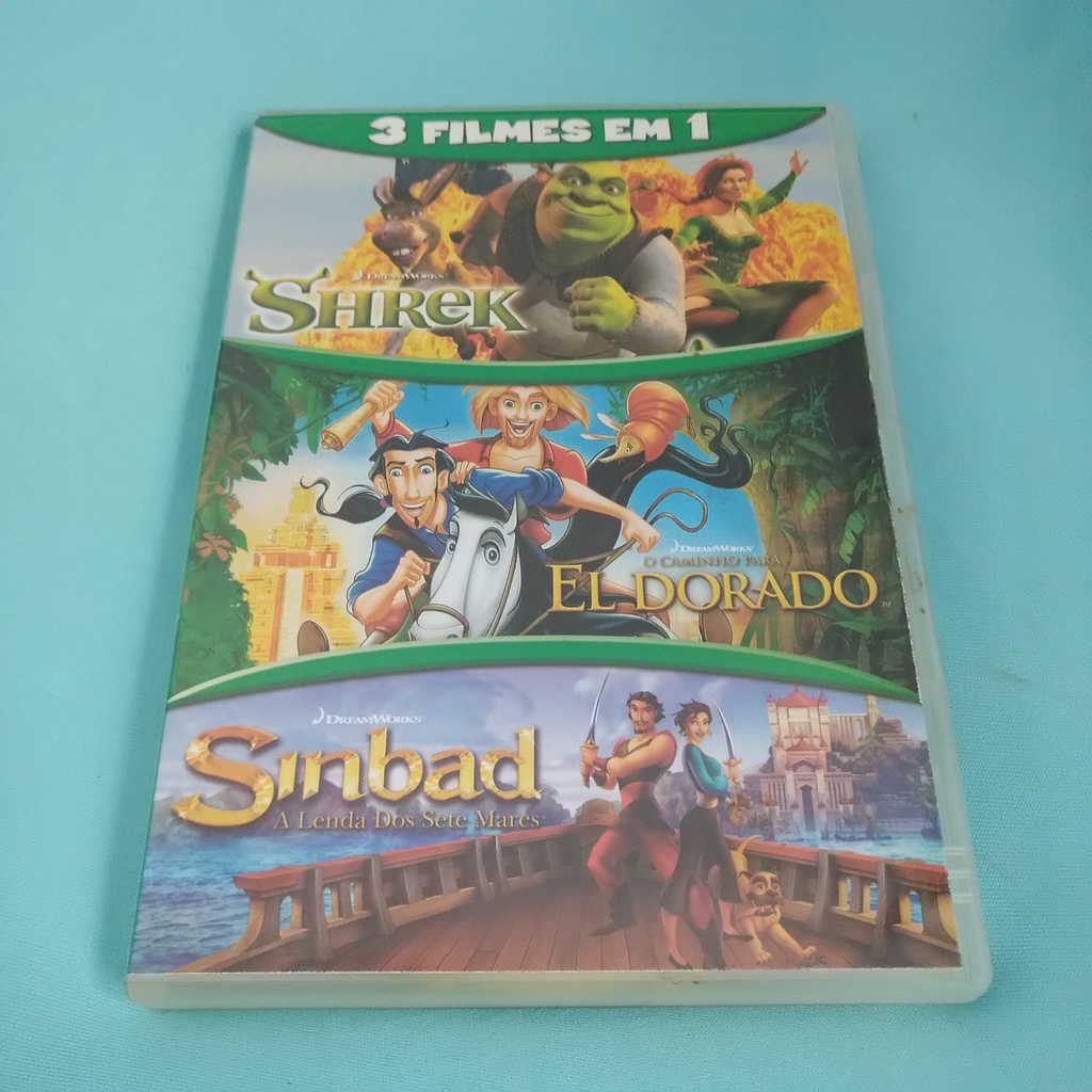 DVD TRIPLO DREAMWORKS: Shrek, Eldorado e Sinbad | Shopee Brasil