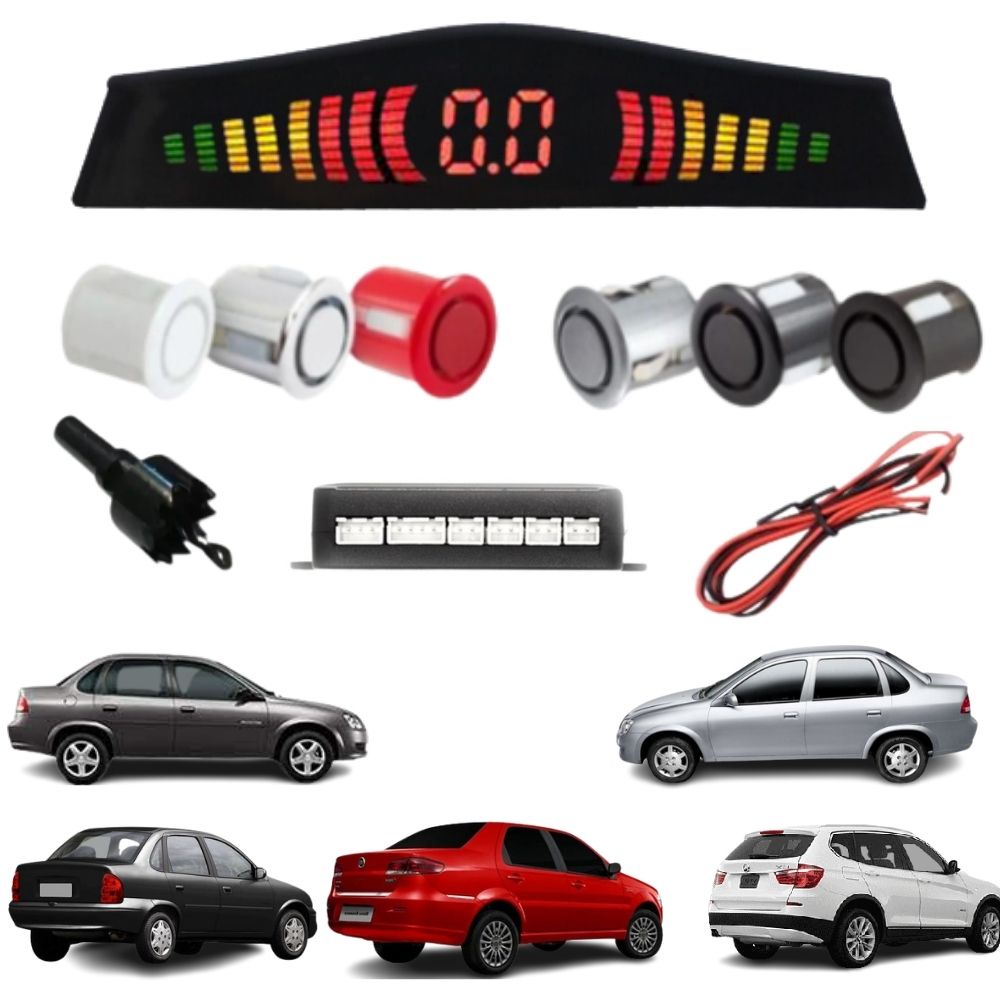 Sensor De Ré Estacionamento 4 Pontos Universal Carro Varias cores ...