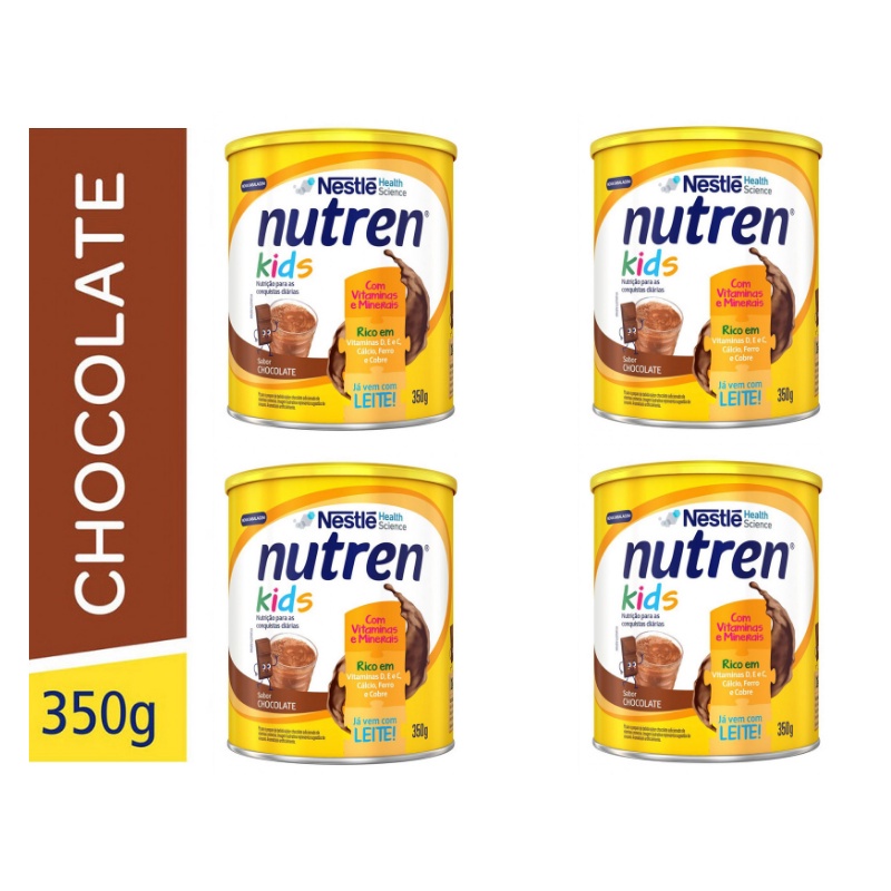 Nutren Kids Suplemento Alimentar Infantil Chocolate 350g - 4 LATAS ...