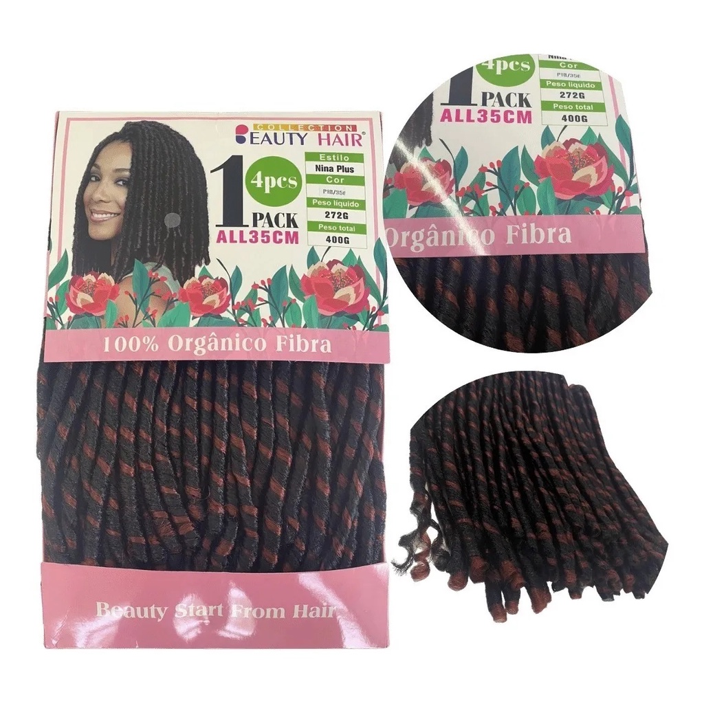 Cabelo Cacheado Nina Softex Orgânico Beauty Hair 400 Gramas 4 Peças ...