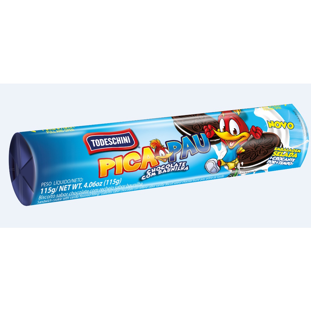Biscoito Todeschini Chocolate Com Baunilha Pica Pau 115 Gramas | Shopee ...
