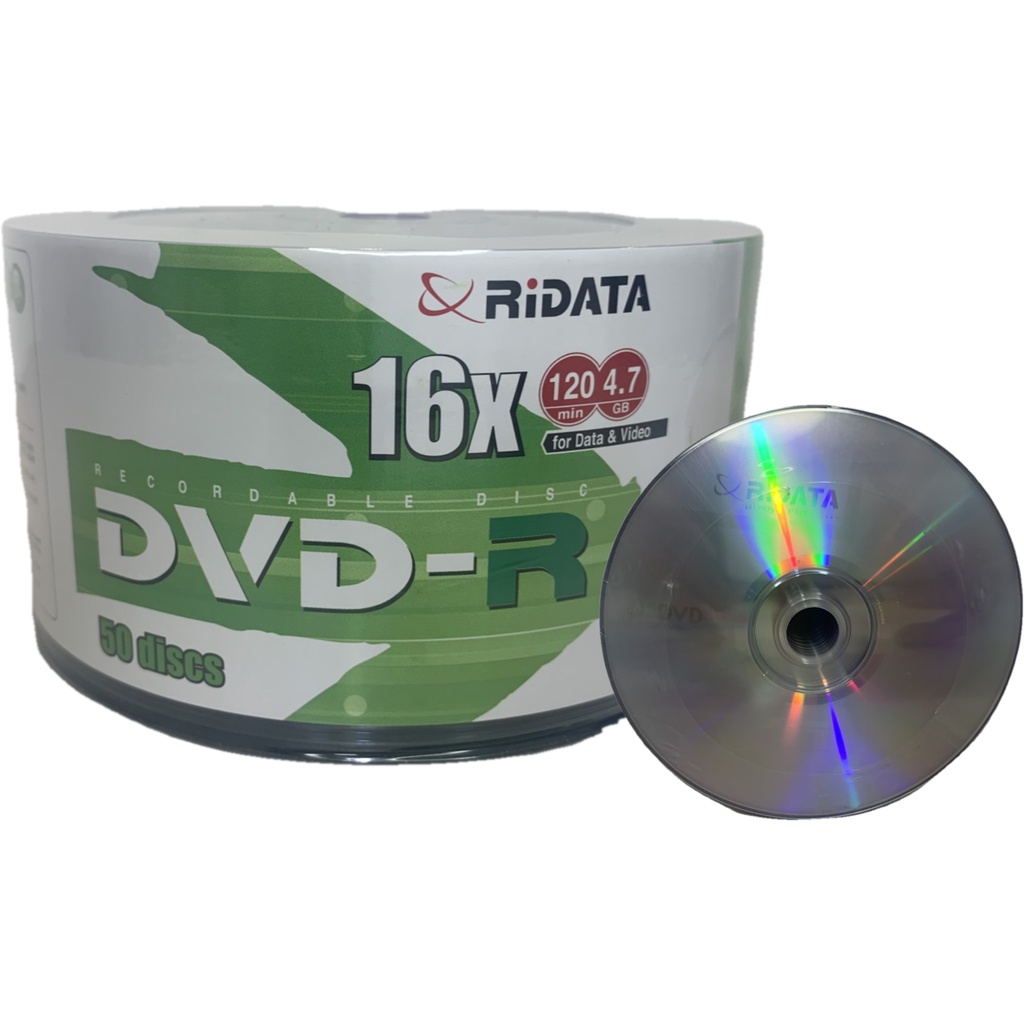 50 Unidades Dvd-r Virgem Ridata Logo 16x 4.7gb 120min | Shopee Brasil