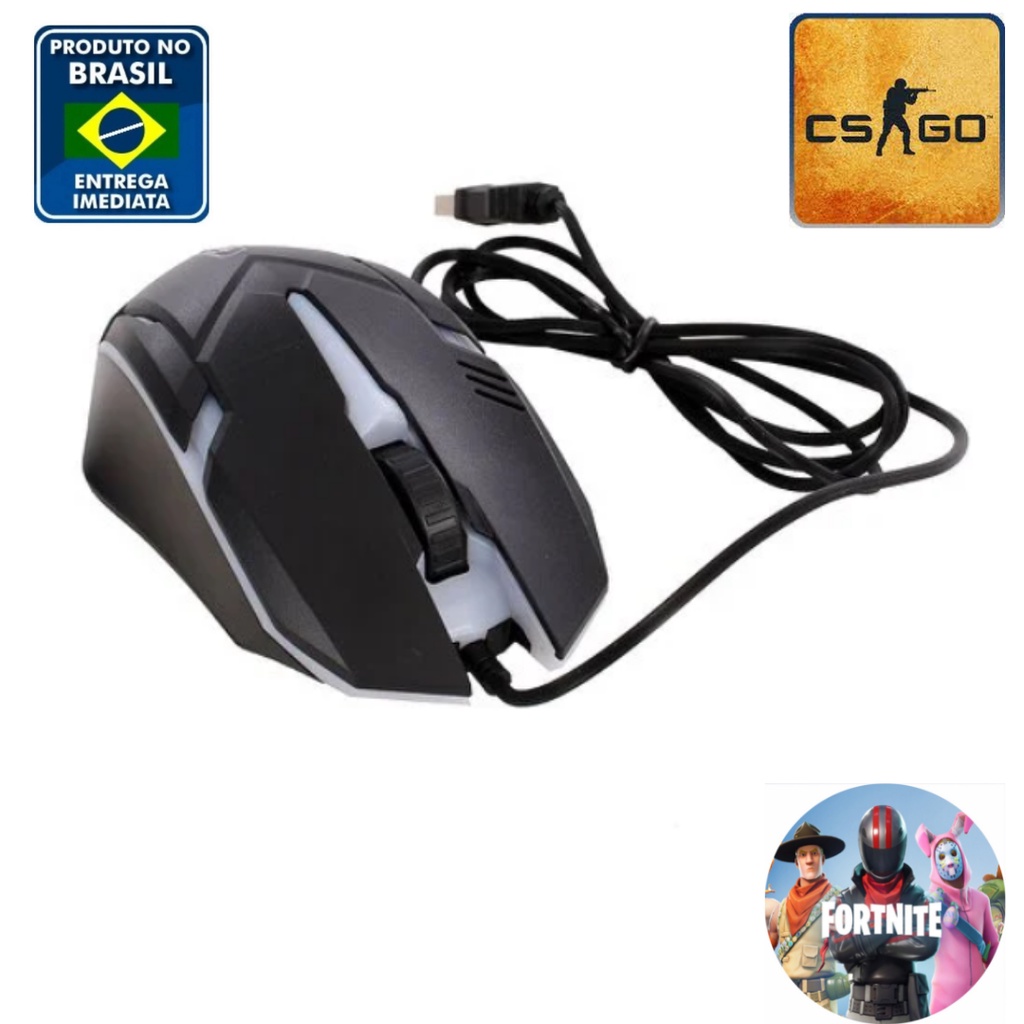 Mouse Gamer USB com 1600 DPI Luz led | Shopee Brasil