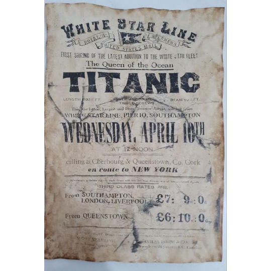 Poster Vintage Panfleto de Propaganda do Titanic | Shopee Brasil