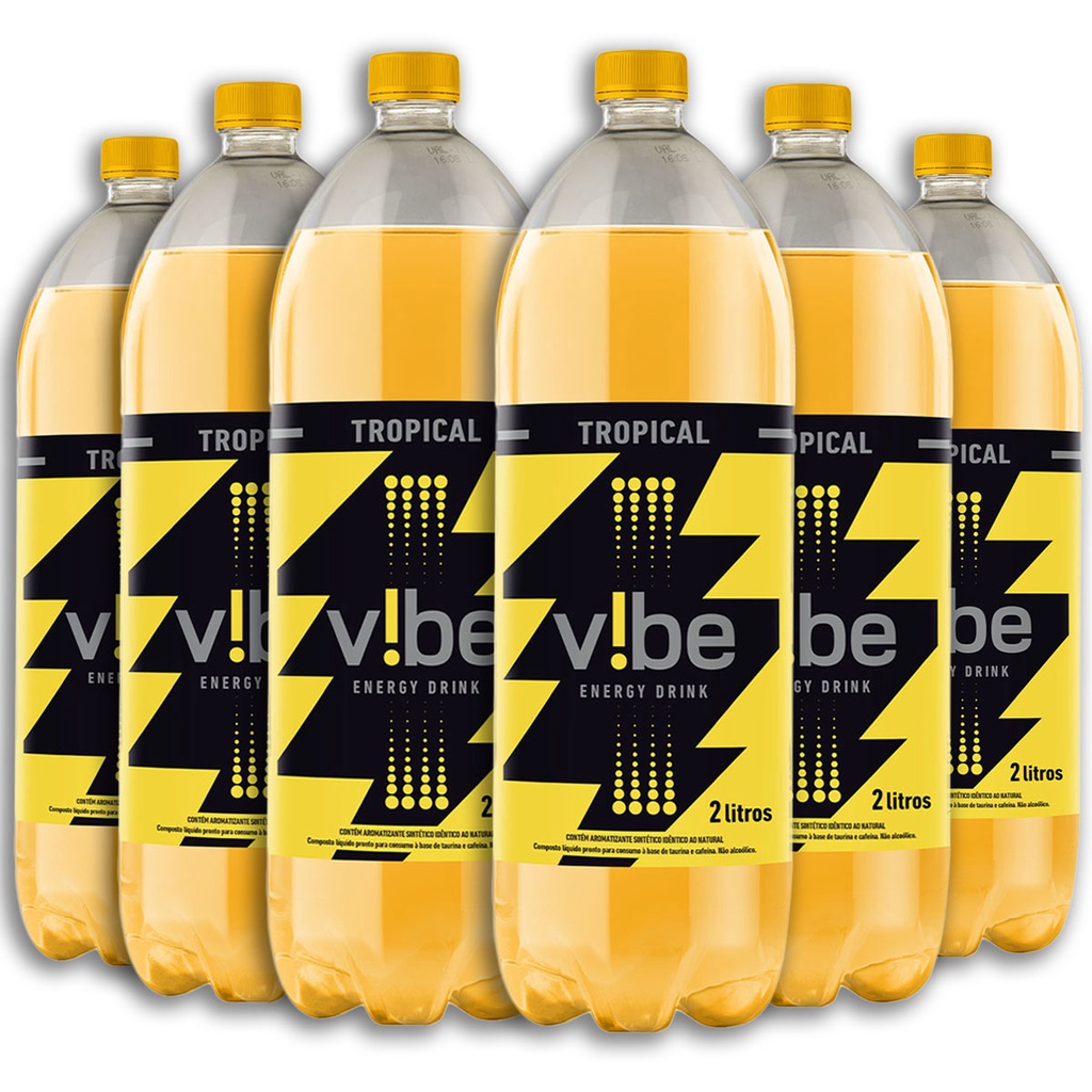 Kit 6 Energéticos Vibe Energy Drink Tropical 2 litros | Shopee Brasil