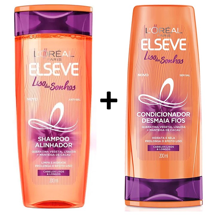 Kit Elseve Liso Dos Sonhos Shampoo 200ml + Condicionador 200ml | Shopee ...