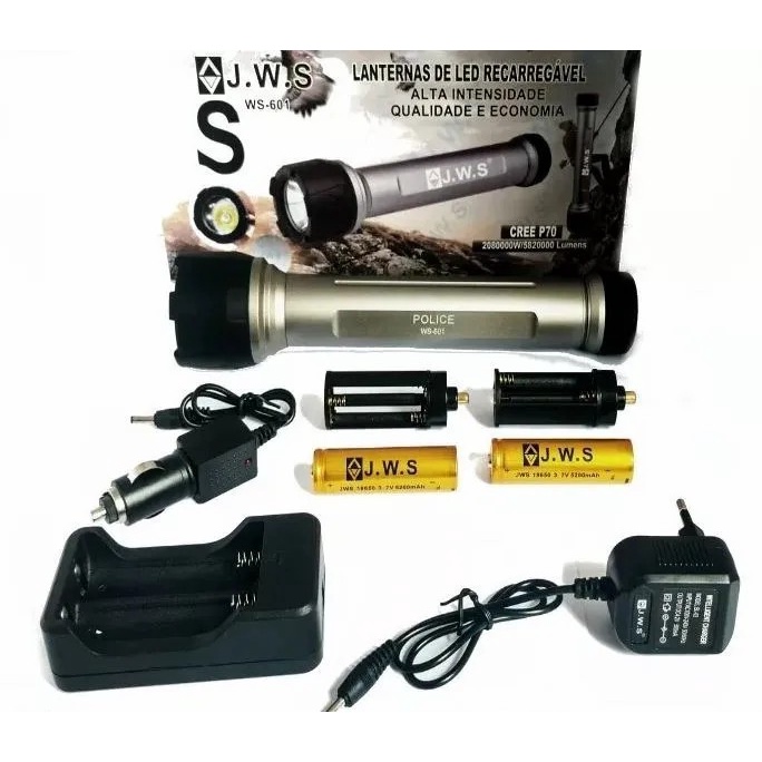 Ultra Mega Lanterna Jws Ws-601 Cree P70 Super Led | Shopee Brasil