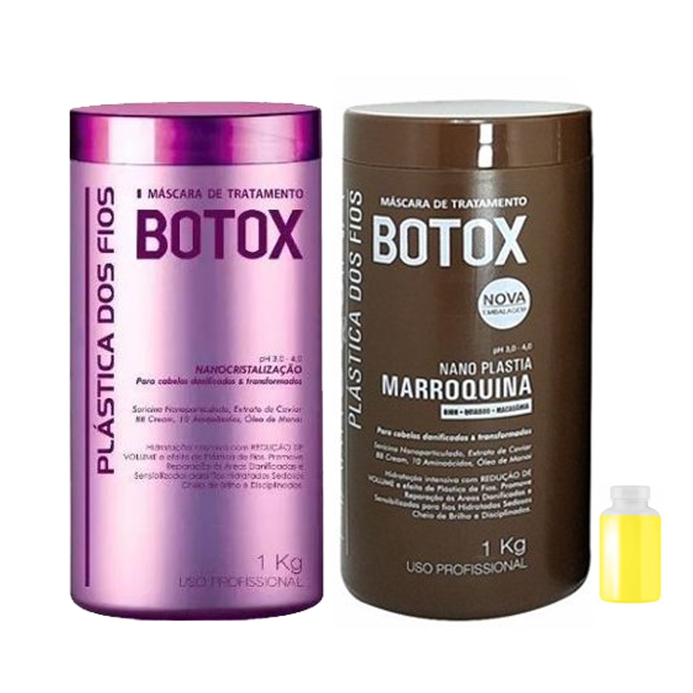 Botox 1 plástica dos fios + 1 Botox marroquina + Óleo de Argan | Shopee ...