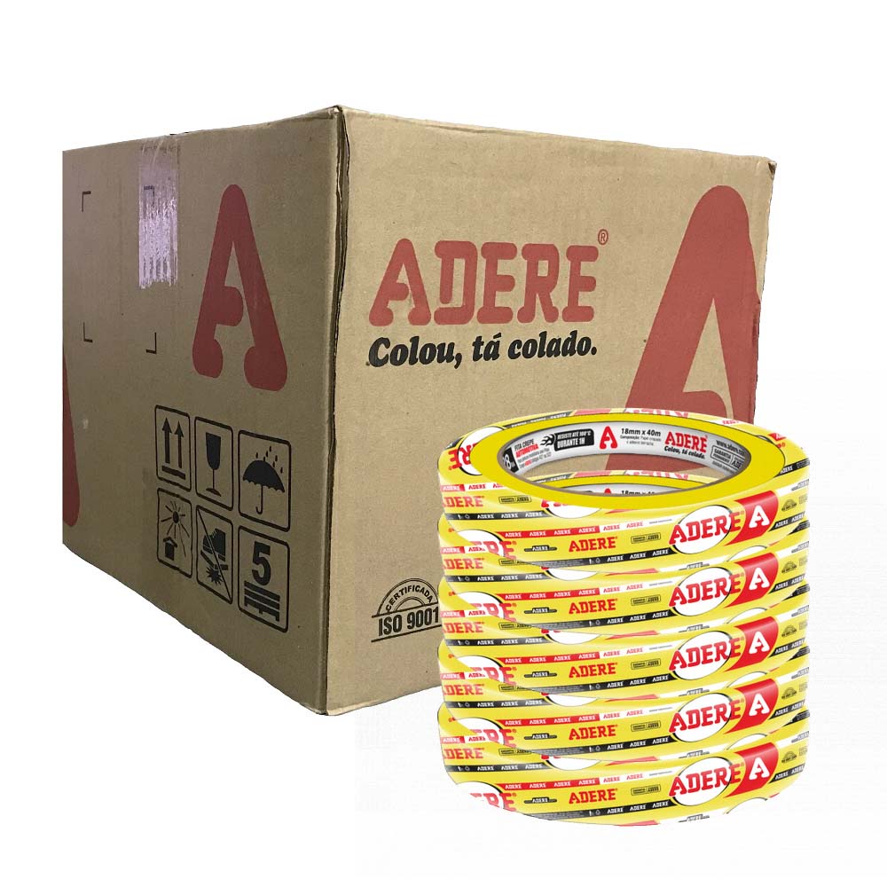 Fita Crepe Automotiva Amarela Adere 18mm x 40m Caixa 32un | Shopee Brasil