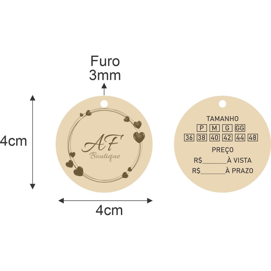 Tag Redonda Personalizada 4x4cm | Shopee Brasil