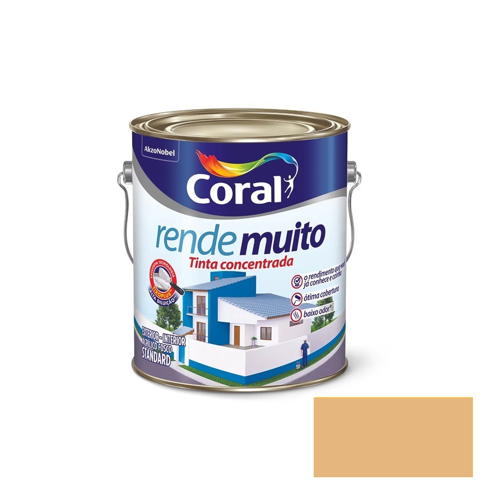 Tinta Acrilica Rende Muito cor Cromo Suave 3,6 Litros Coral | Shopee Brasil