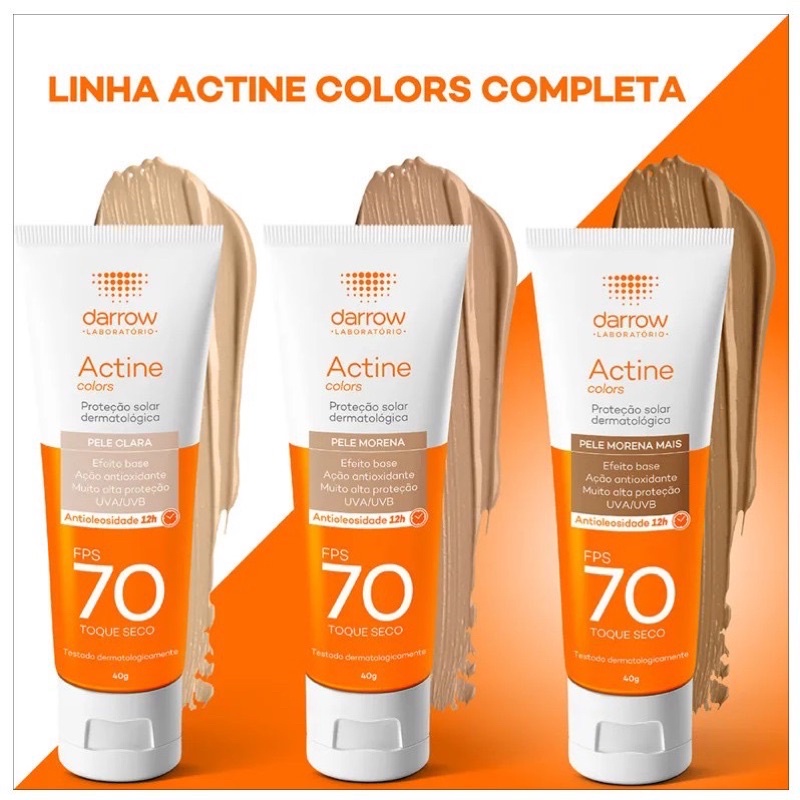 Protetor Solar Facial Actine Colors FPS 70 com 40g - Com cor | Shopee ...