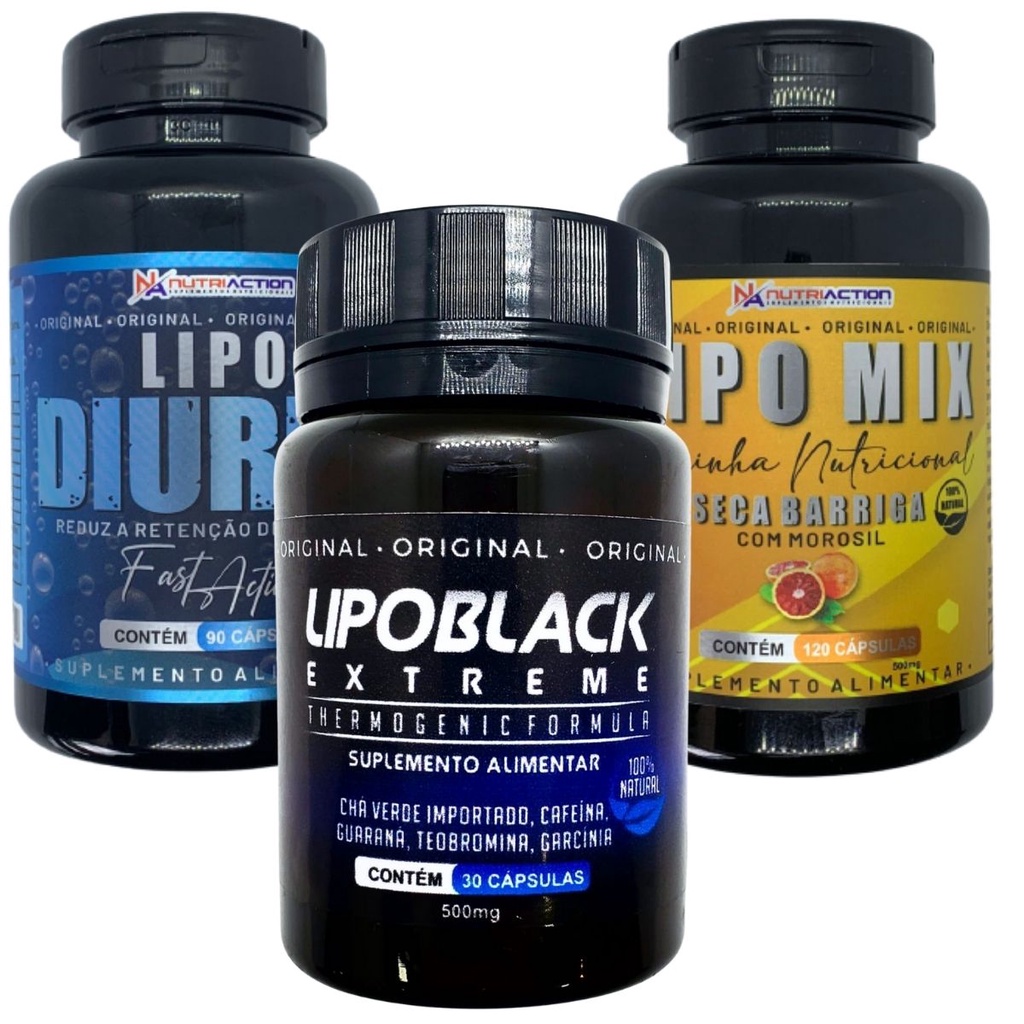 Combo Diuretico Lipo Black Classic + Lipo Mix + Lipo Diurex | Shopee Brasil