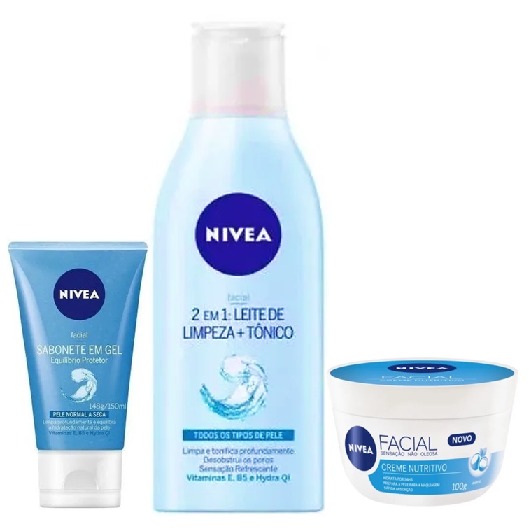 Nivea Nutritivo_ Sabonete+ Leite Tônico+ Creme Hidratante | Shopee Brasil
