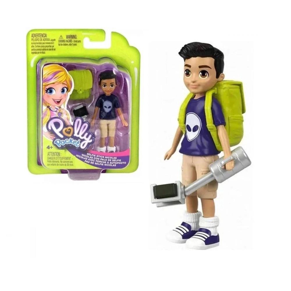 Boneco Nicolas com Pau de Selfie Polly Pocket Mattel | Shopee Brasil