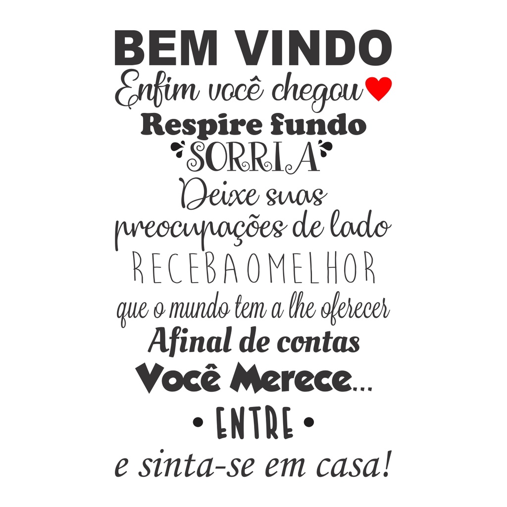 Adesivo Parede Decorativo Seja Bem Vindo Motivação Hall 60x100cm ...