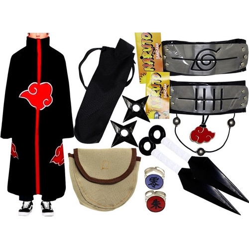 Kit Cosplay Manto Akatsuki Pain Itachi Kunai Shuriken | Shopee Brasil