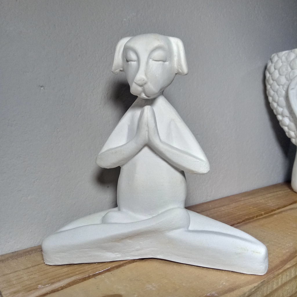 Escultura Cachorro Meditando Gesso Cru | Shopee Brasil