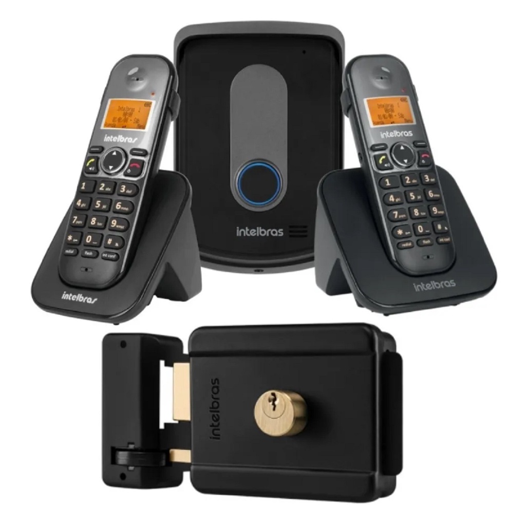 Interfone Sem Fio Porteiro Eletrônico Bivolt Até 300m 2 Extensões de ...