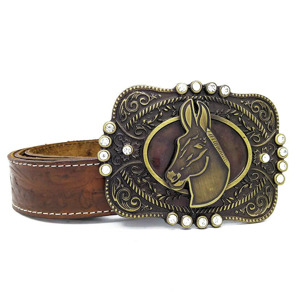 Cinto Cowboy Couro Legitimo Com Fivela Country Muladeira Strass CV ...