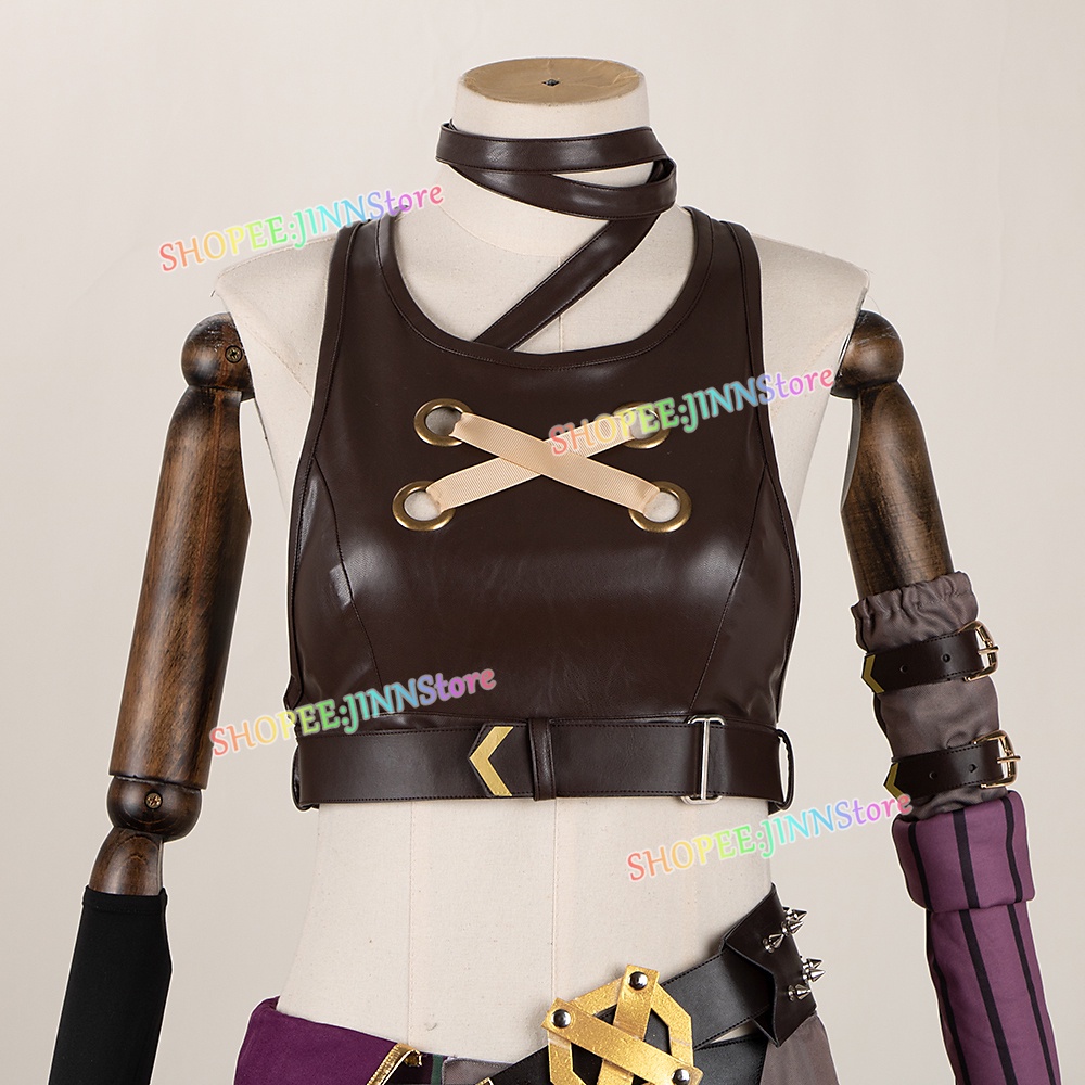 JINN Arcane Jinx Cosplay Jogo LOL pow-Mulheres Sexy Festa Top Calças ...