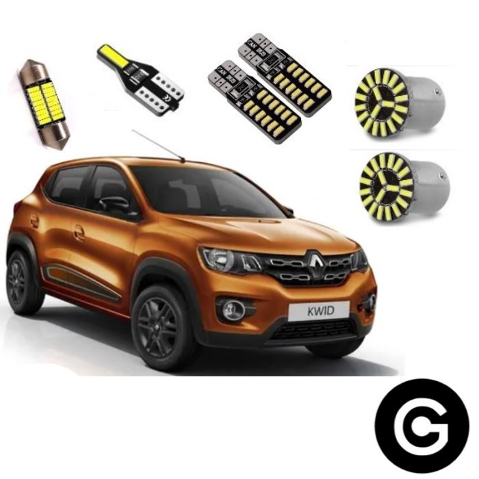 Kit Premium Lâmpada Led Renault Kwid 2017 2018 2019 Pingo Teto Placa Ré ...