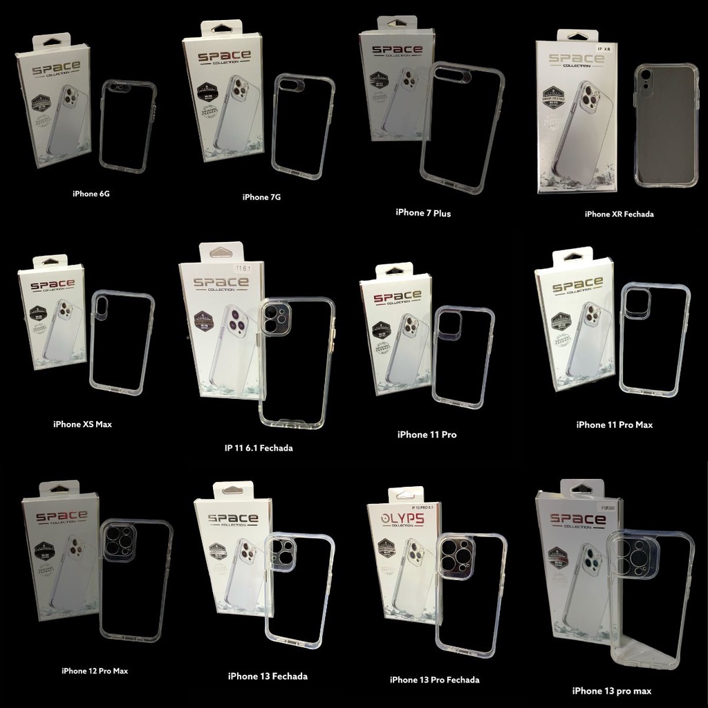 Capa Capinha SPACE Transparente Para iPhone XR / 11 / 12 / 12 Pro Max / 13 Pro Max / 14 / 14 Pro ...