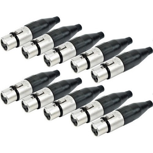 Kit 10 Plug Conector Xlr Canon Femea Linha Santo Angelo Sa2x | Shopee Brasil