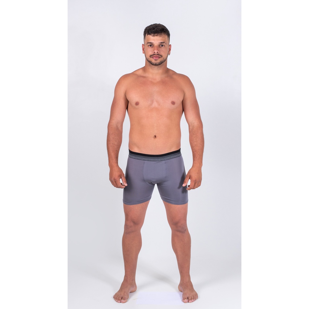 Kit C/6 Cueca Boxer Furadinha DRY FIT Long Leg Box FORRO Lisa Revenda ...