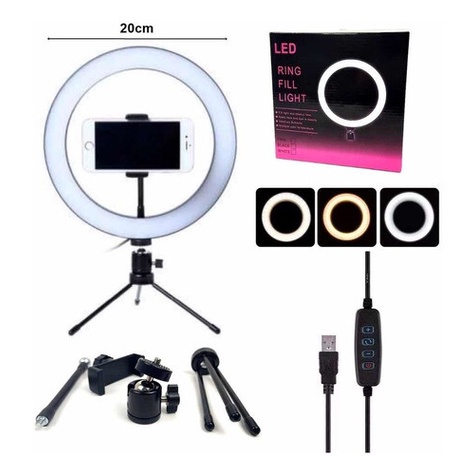 Ring Light 8 polegadas Com Tripé - Kit Completo | Shopee Brasil